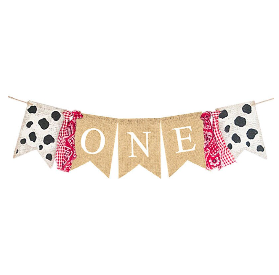 Banderín arpillera one granja: Decoración Fiestas | Decora tu Fiesta